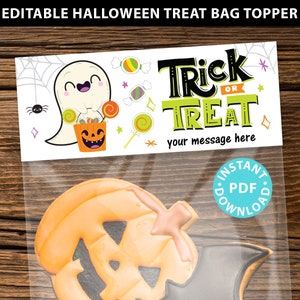 EDITABLE Halloween Treat Bag Topper Printable Goodie Bag for Kids ...