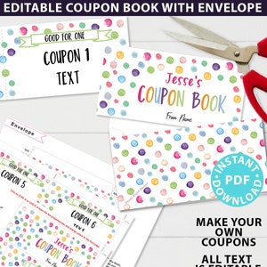EDITABLE Coupons Template, for Dads Moms Kids Teens Custom Personalized ...