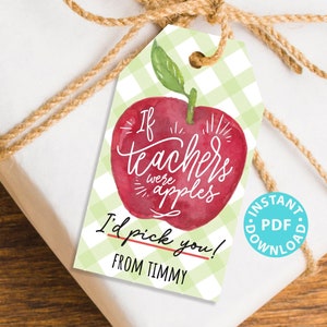 EDITABLE Back to School Teacher Appreciation Gift Tags Printable, First ...