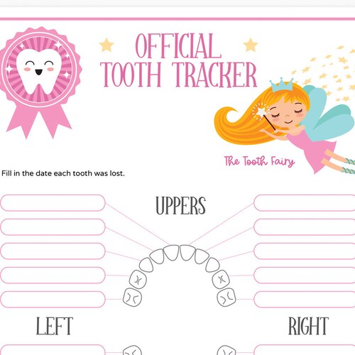 Baby Teeth Chart With the Tooth Fairy Printable Tooth | Etsy