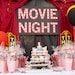 Movie Night Party Decorations Printables RED Vintage, Movie Night ...