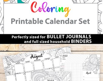 2022 Coloring Calendar Printable | Etsy