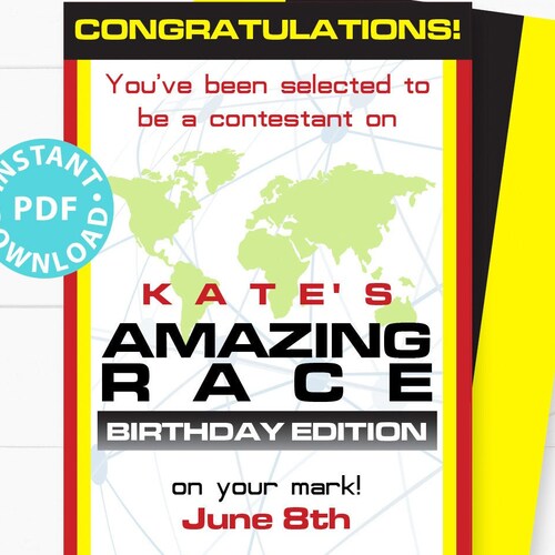The Amazing Race Party Printable Invitation and Clue - Etsy