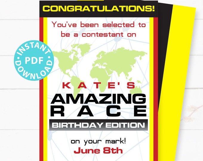 The Amazing Race Party Invitation Printable Editable Route - Etsy Australia