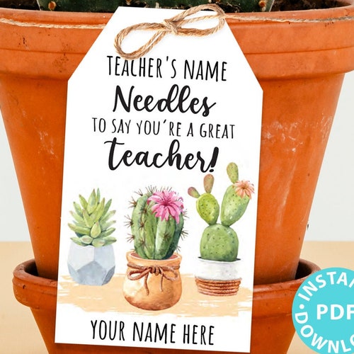 Printable Cactus Gift Tags Printable Teacher Appreciation - Etsy