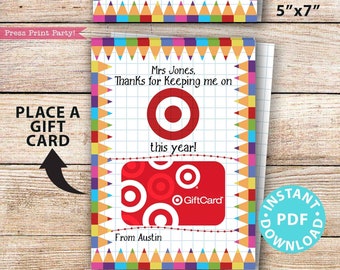 Printable Teacher Gift, Thanks for Keeping Me on Target, Gift Card ...