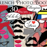 Printable I Love Paris Party Photo Booth Props, French Party Photo ...