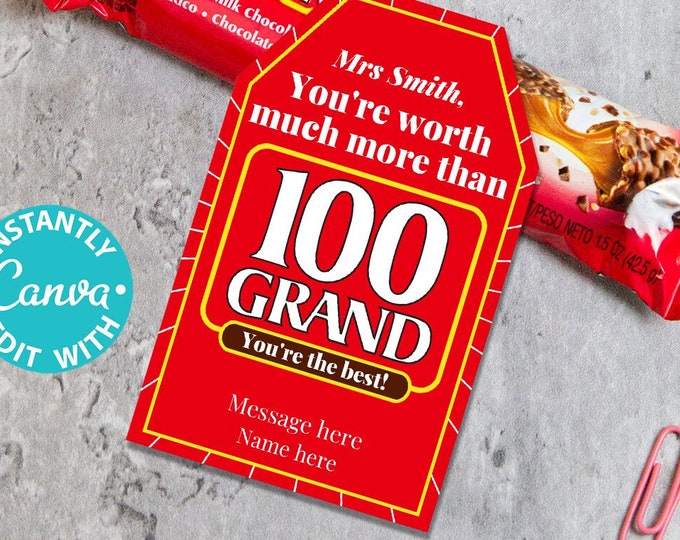 Thanks a Million Teacher Appreciation Gift Tag Printable, Teacher Gift ...