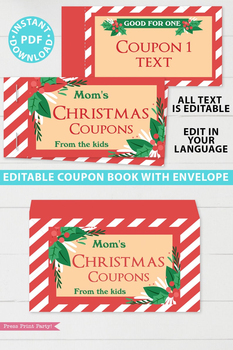 Christmas Coupon Book Printable Template Gift Idea Editable - Etsy