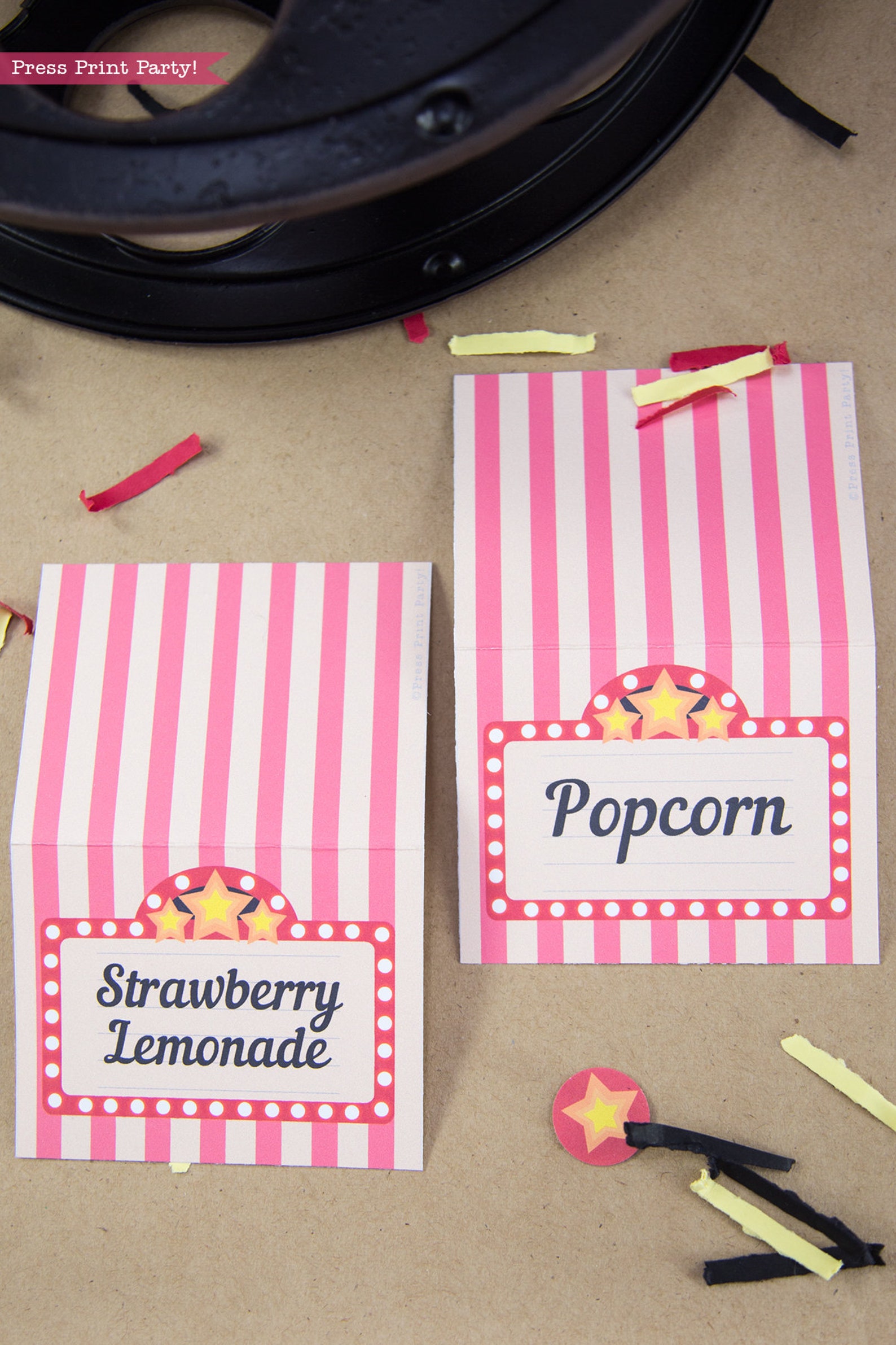 Movie Night Food Labels Printables Movie Night Place Cards. - Etsy