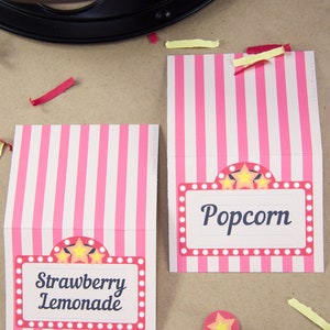 Movie Night Food Labels Printables, Movie Night Place Cards. Marquee ...