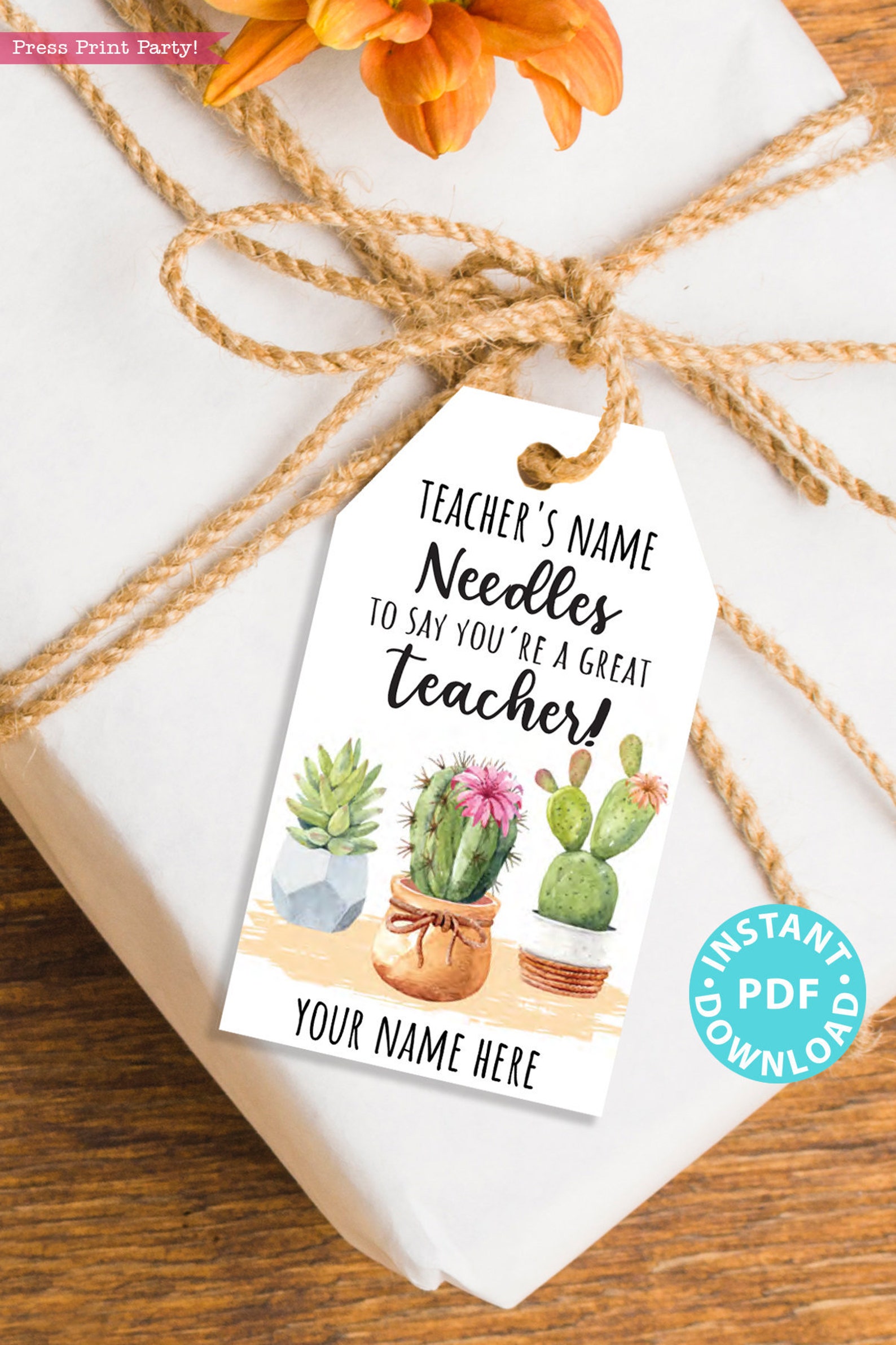 EDITABLE Teacher Appreciation Gift Tags Printable Teacher - Etsy