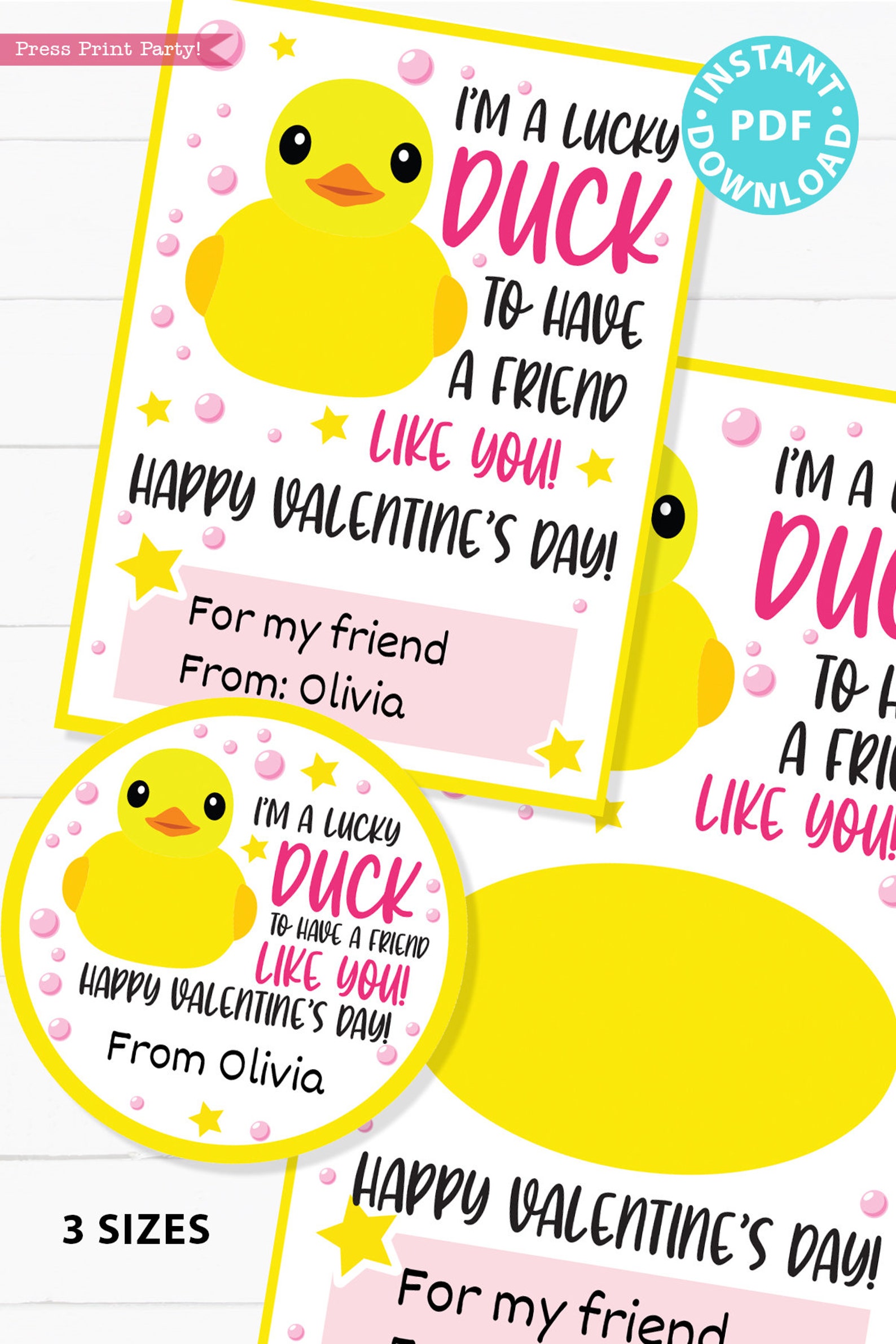 I'm a Lucky Duck to Have a Friend Like You Kids Valentine - Etsy