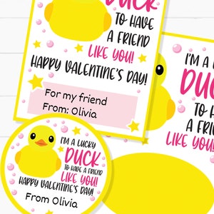 I'm a Lucky Duck to Have a Friend Like You Kids Valentine Card ...