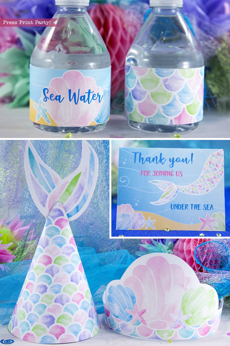 Mermaid Party Decorations Printables Mermaid Party Supplies | Etsy
