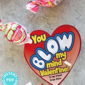 Blow Pop Valentine Printable Heart Template, Kids Valentines Cards ...