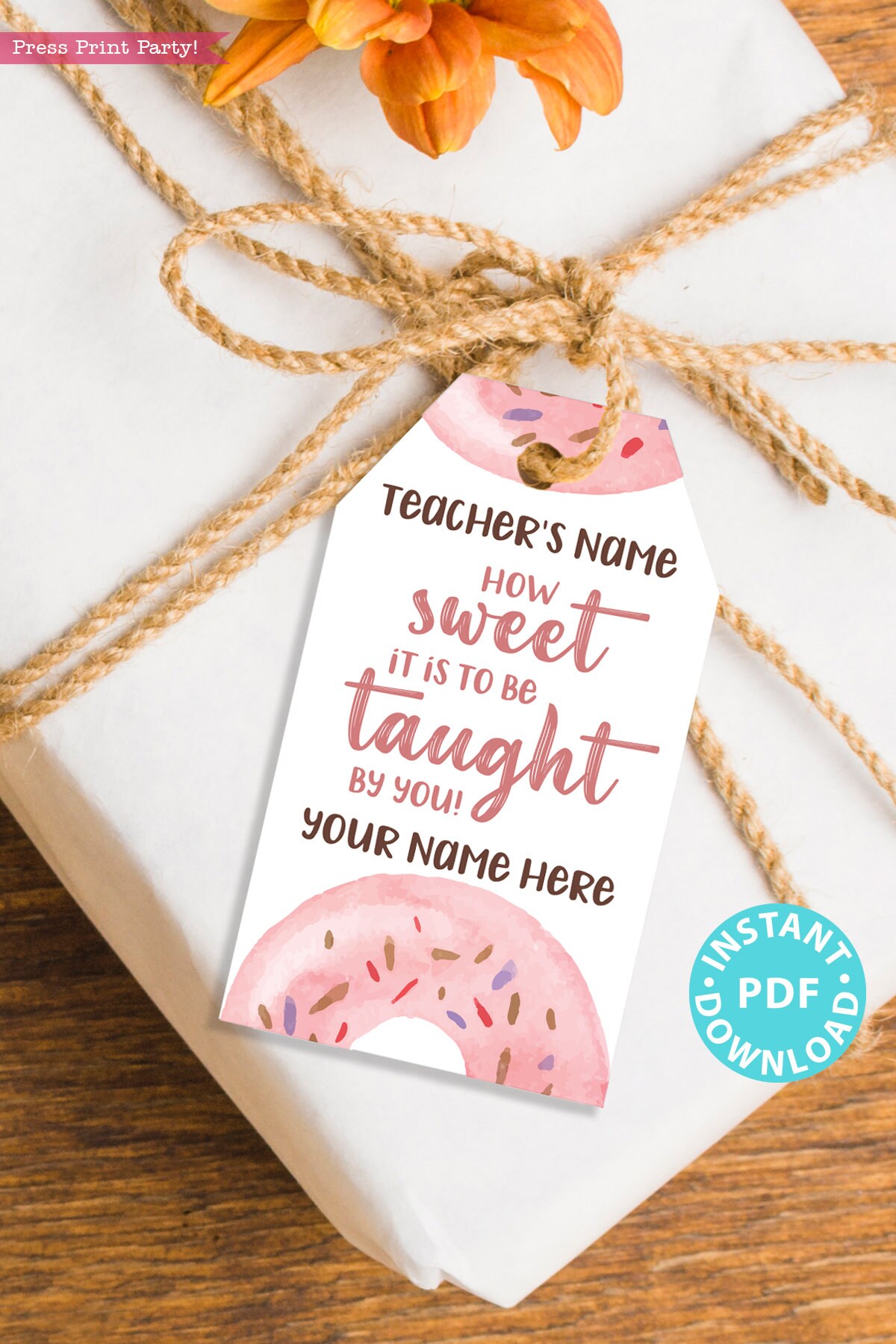 EDITABLE Teacher Appreciation Gift Tags Printable for Donuts - Etsy