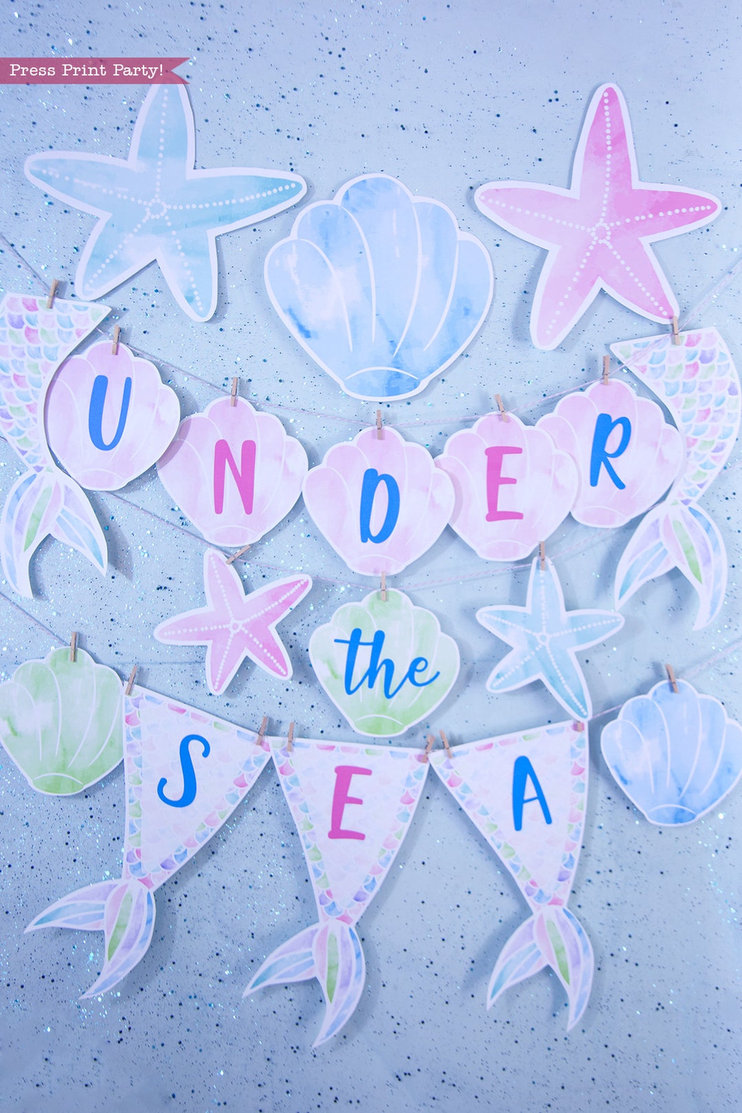 Mermaid Banner Printable, Mermaid Paty Decorations, Bunting, Mermaid ...