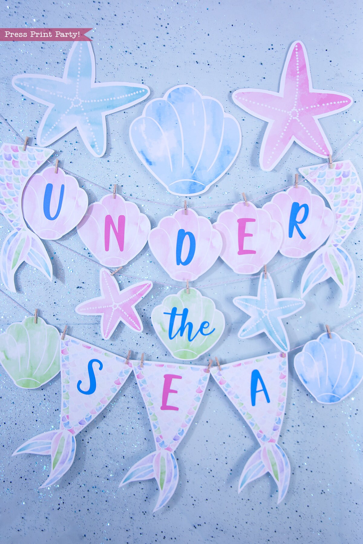 Mermaid Banner Printable, Mermaid Paty Decorations, Bunting, Mermaid ...