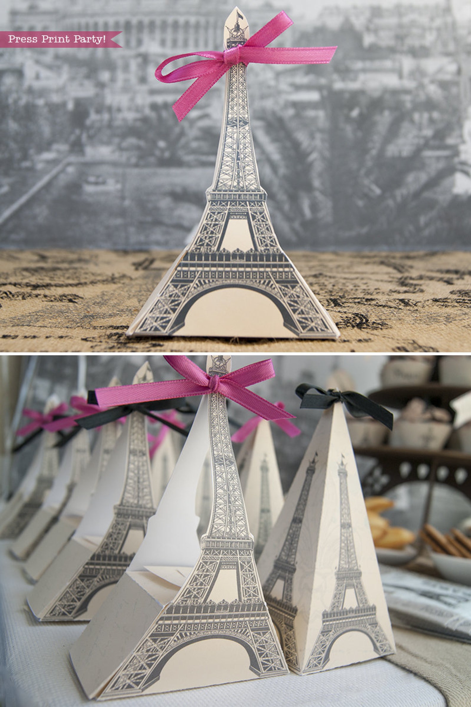 Eiffel Tower Favor Box Printable, Paris Party, Gift Box, DIY, Vintage ...