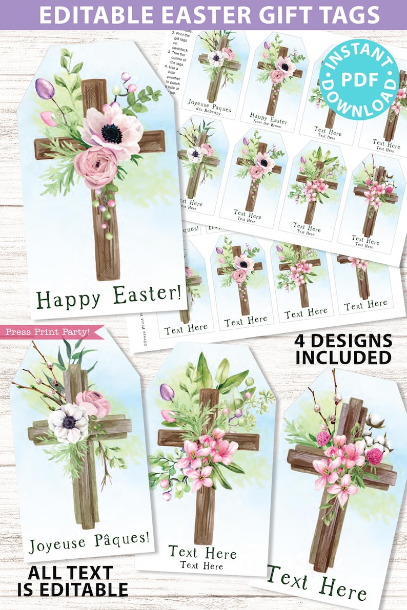 EDITABLE Easter Gift Tags Printable Easter Basket Tag - Etsy
