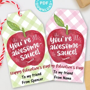 Applesauce Valentine Tag for Kids Printable, for Apple Sauce Pouch, You ...
