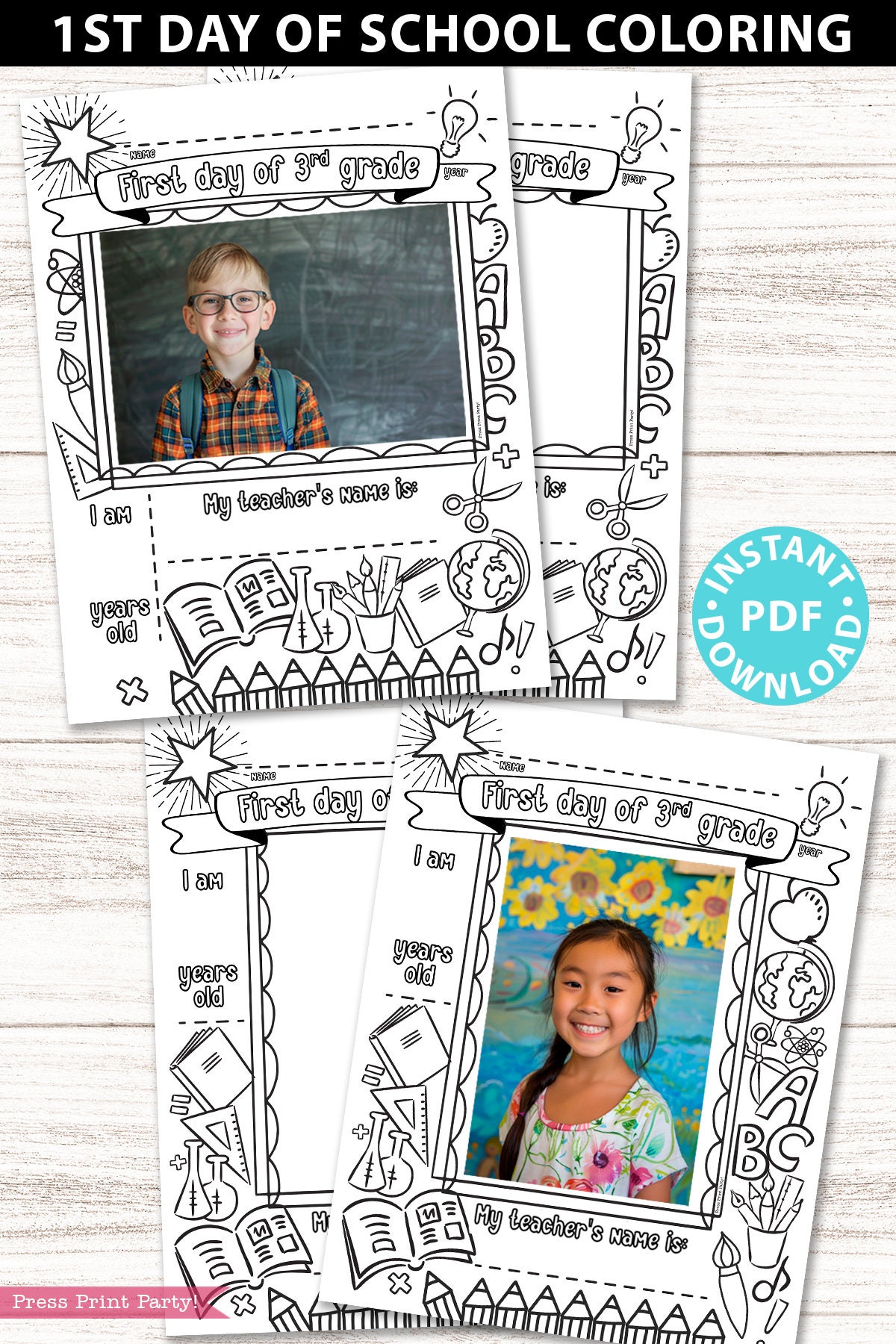 First Day of 3rd Grade Coloring Pages Printable Sign Fun for Teacher to ...