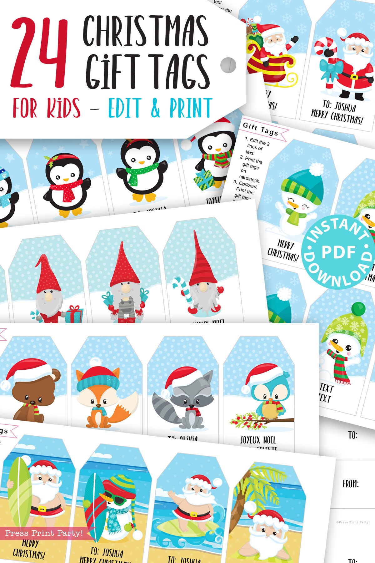 Printable Kids Christmas Tags