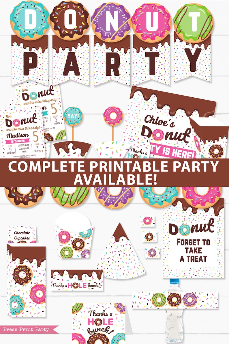 Donut Alphabet Letters and Number Printable Banner Donut | Etsy