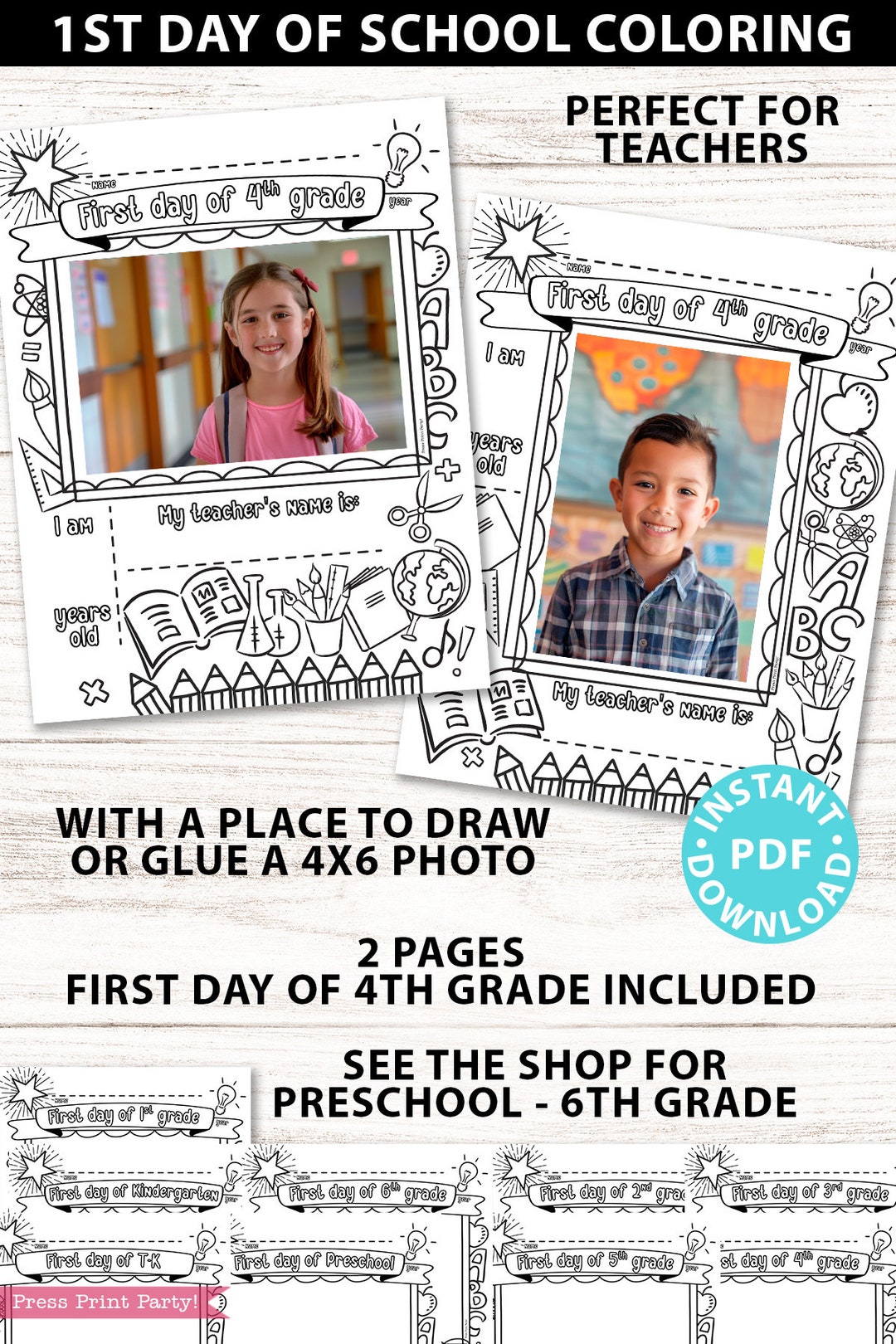 First Day of 4th Grade Coloring Pages Printable Sign Fun for Teacher to ...