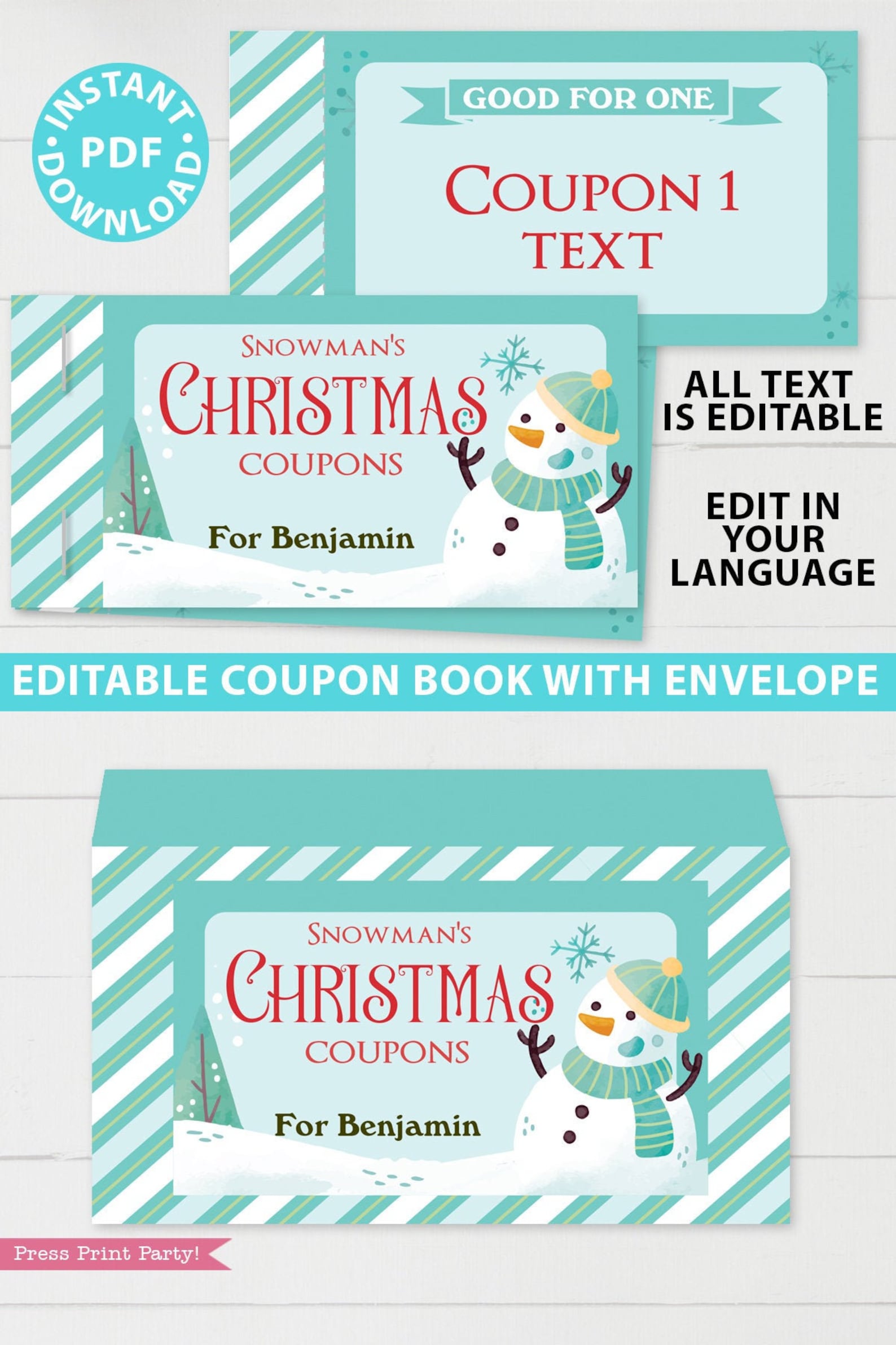 Christmas Coupon Book Printable Template From Santa Gift - Etsy