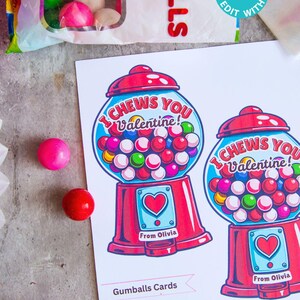 Gumball Valentine Card Printable Adorable Personalized Classroom ...
