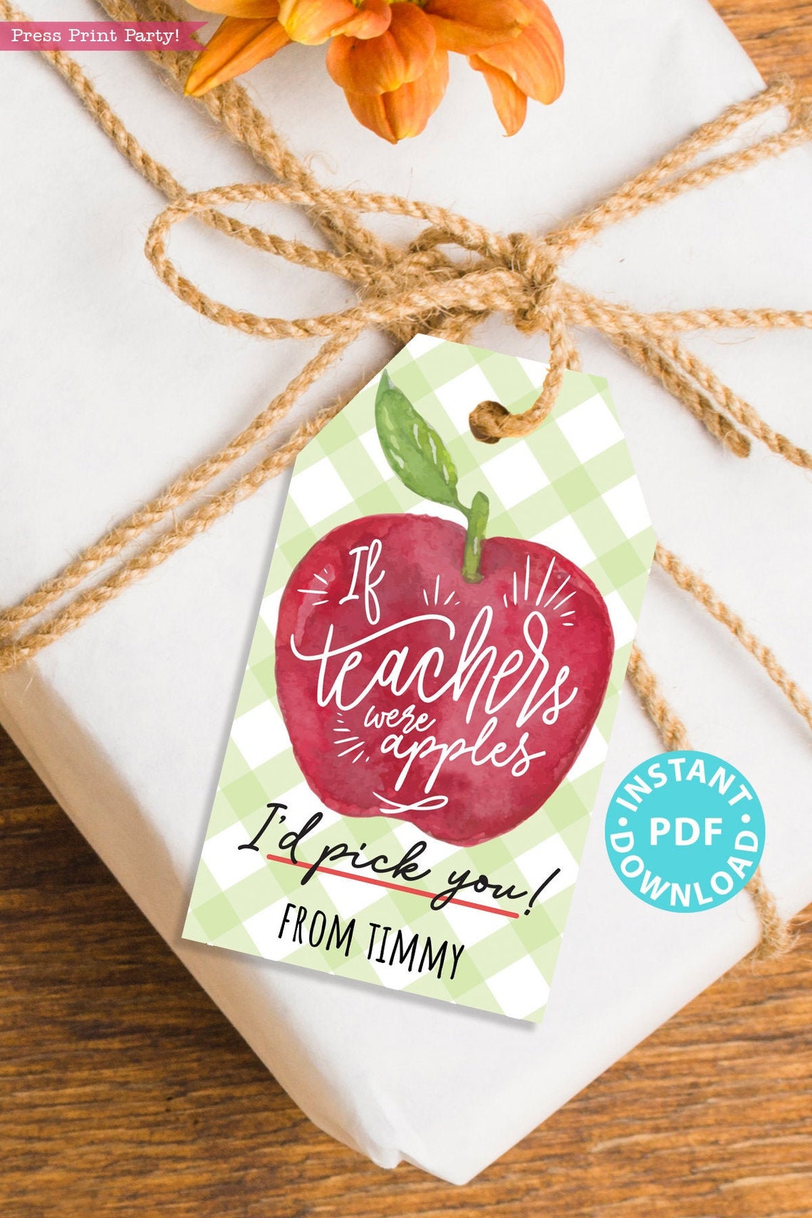EDITABLE Back to School Teacher Appreciation Gift Tags Printable, First ...