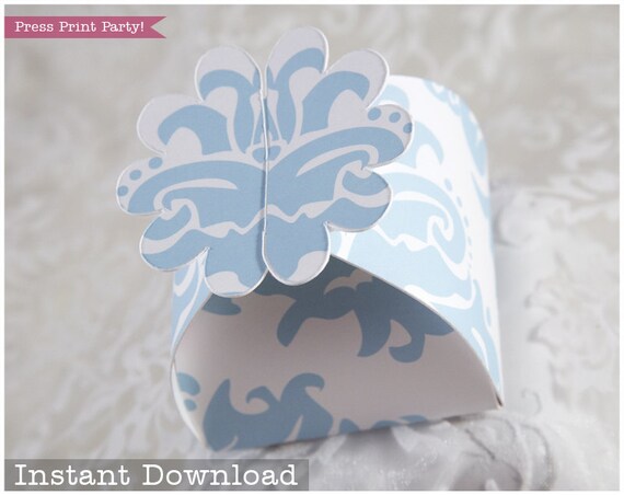 Flower Favor Box Baby Blue Printable, Baby Shower Favor Box, Treat Box ...