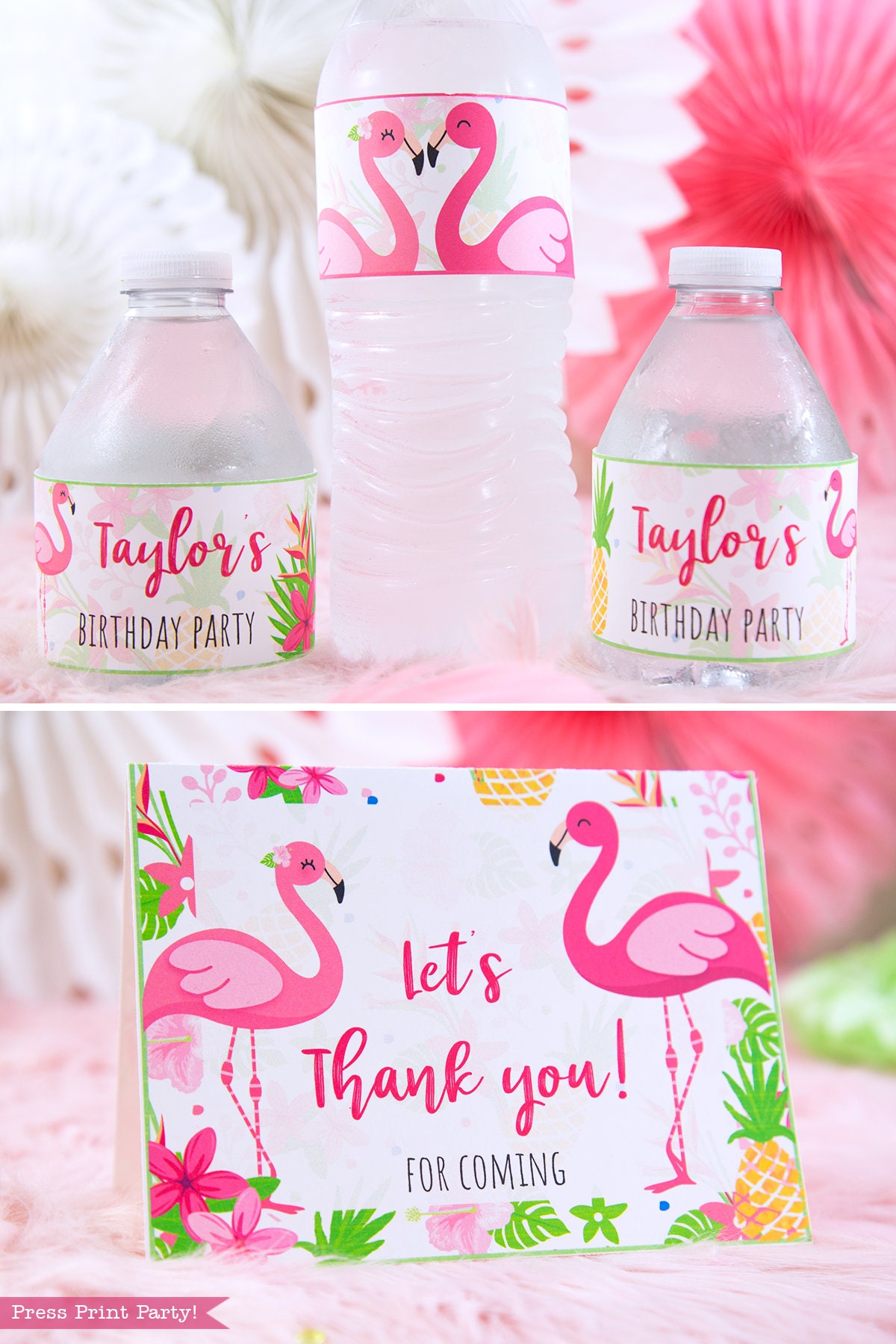 Tropical Flamingo decorations Printable Birthday Party | Etsy