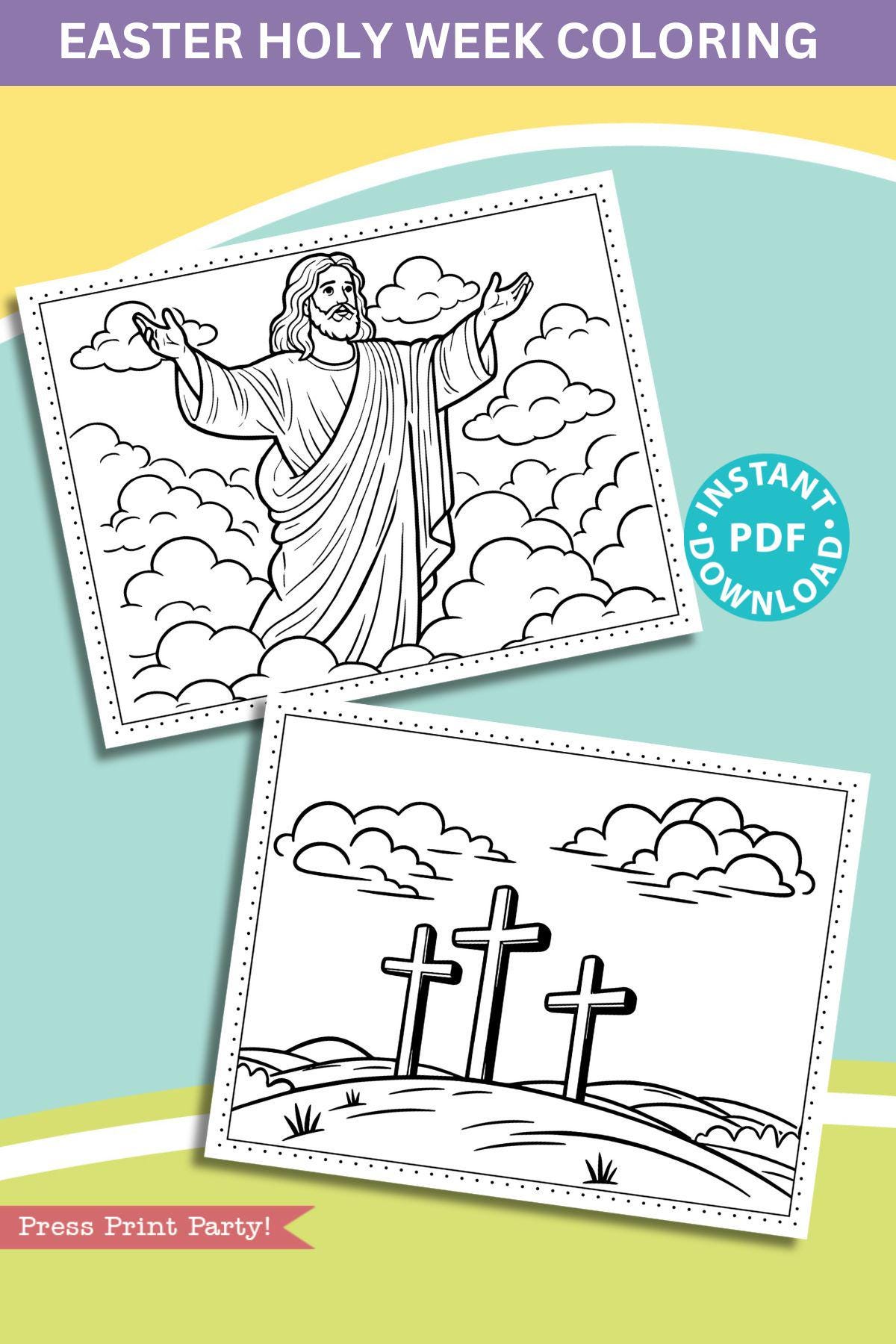 Easter Holy Week Coloring Pages Christian Kids Sunday School Printable ...