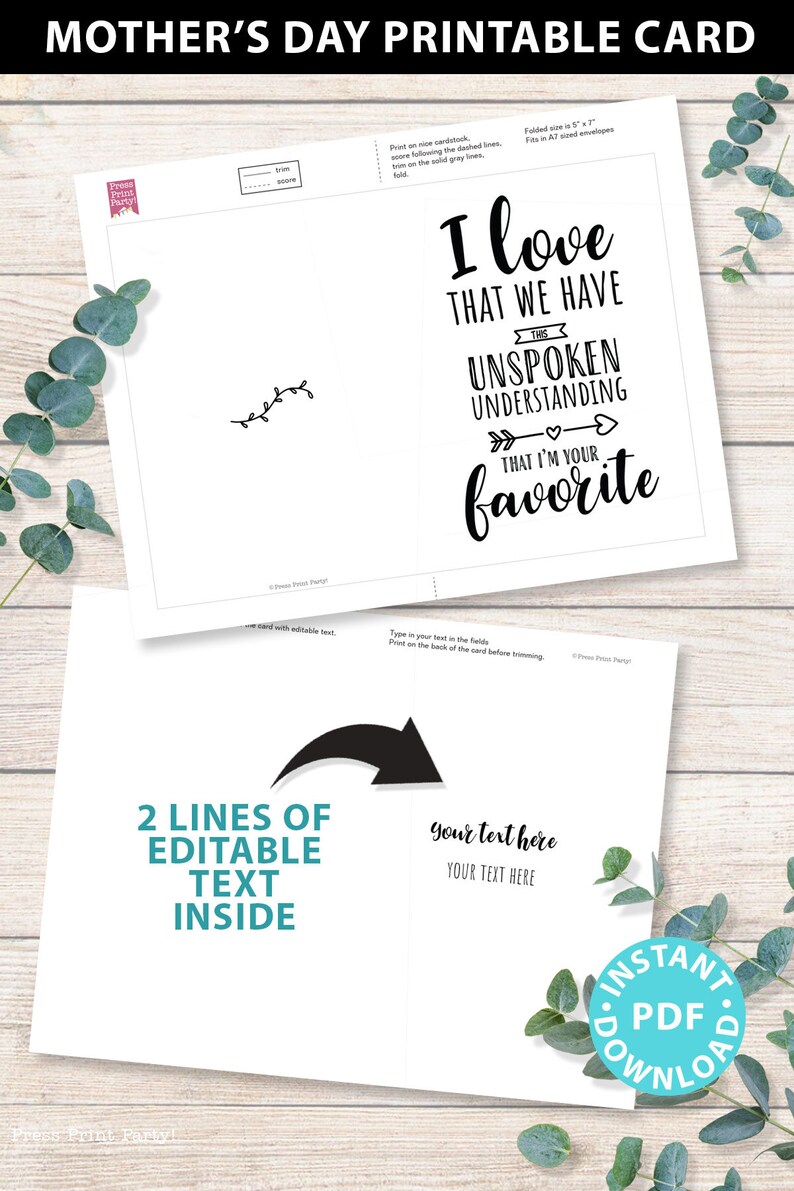 Funny Mothers Day Card Printable, 5x7",mom Card, I'm Your Favorite ...