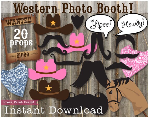 Wild West Photobooth, Cowgirl Props, Cowboy Props, Western Photo booth ...
