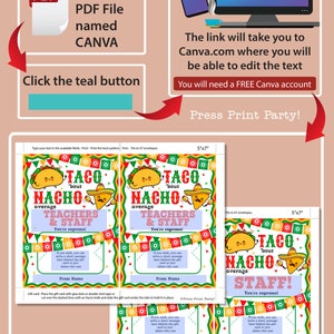 Thank You Gift Card Holder Printable, Taco 'bout Nacho Average Staff ...