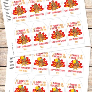 EDITABLE Thanksgiving Tags for Teacher Printable Template, for Kids Boy ...