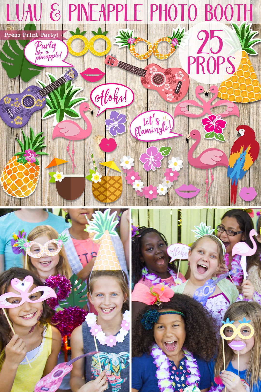 Flamingo Photo Booth Props, Flamingo and Pineapple Party, Flamingo ...