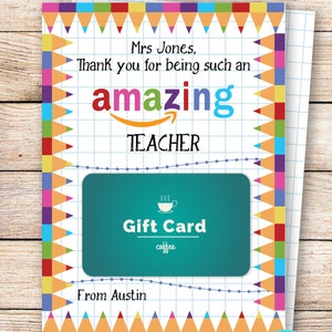 EDITABLE Back to School Amazon Gift Card Holder Teacher Gift Printable ...