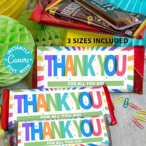 Thank You Chocolate Bar Wrap Printable Teacher Appreciation Week Gift ...