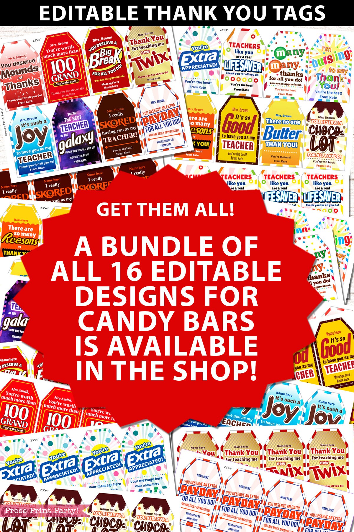 100 Grand Candy Gram Printables
