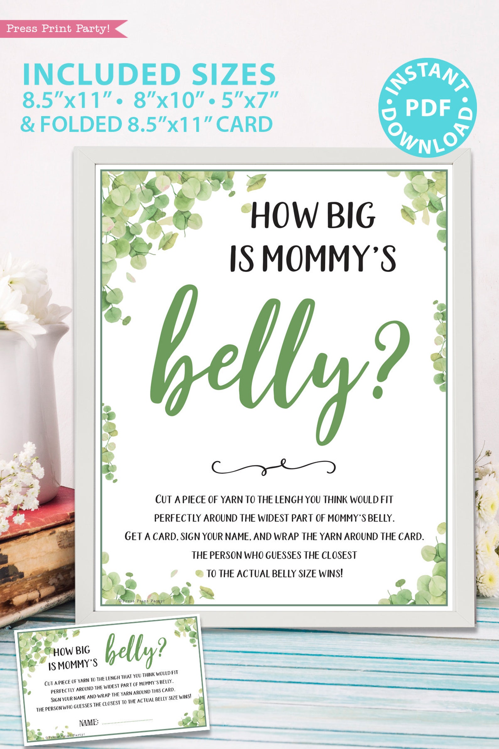 Eucalyptus How Big is Mommy's Belly Sign Printable Baby | Etsy
