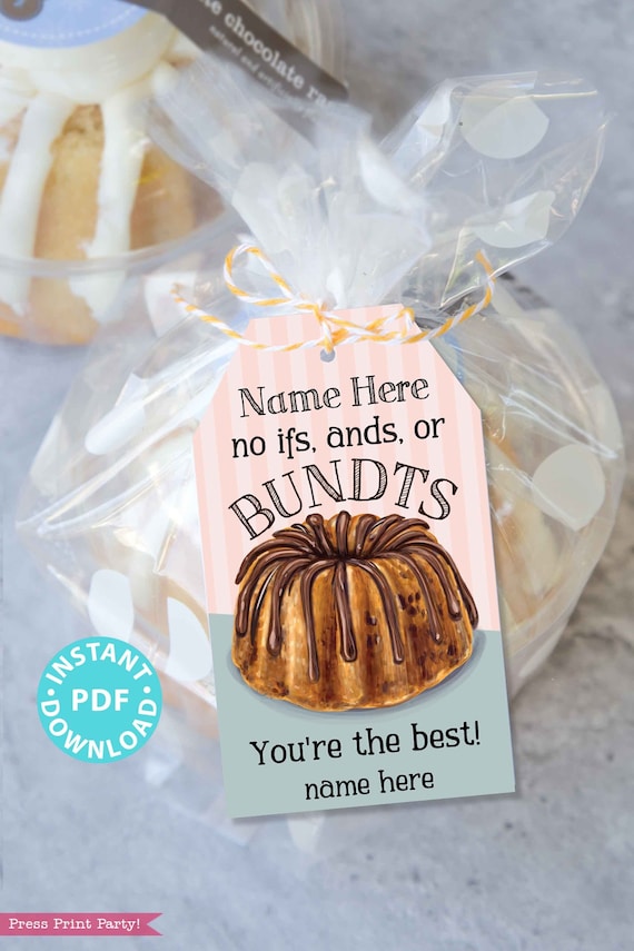 Bundt Cake Tag, Thank You Gift Tag Printable, Editable, Teacher ...