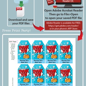 EDITABLE Superhero Thank You Tags Printable, Comic Book, Teacher ...