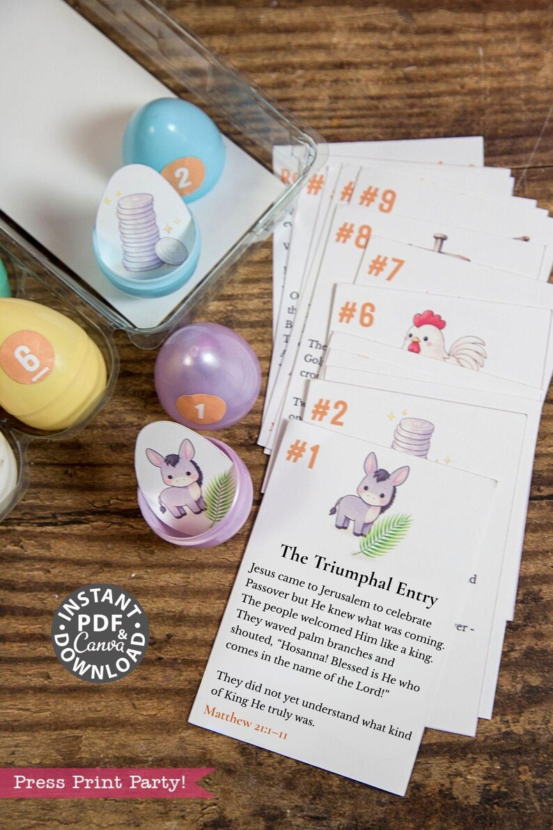 Easter Resurrection Eggs Printable Set, Christian Bible Story Activity ...