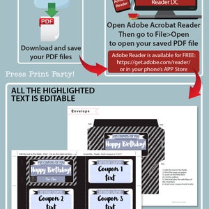 Editable Coupon Book Template Printable Birthday Gift Idea, Silver ...