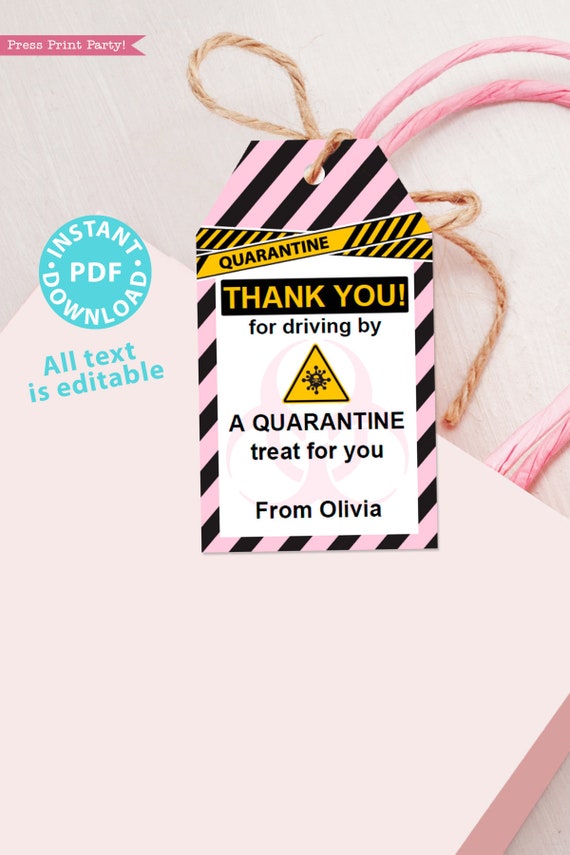 Drive By Birthday Thank You Tags Editable for Quarantine Birthday Party ...